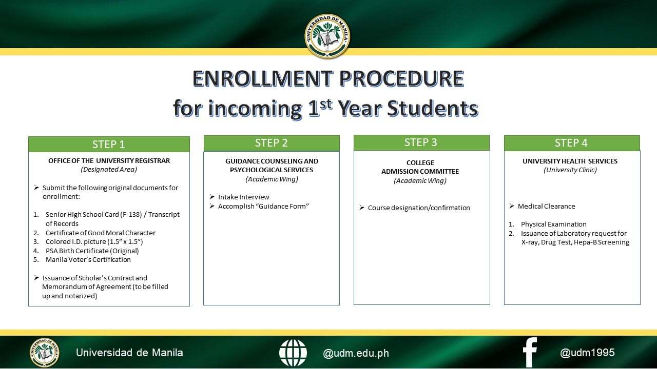 ANNOUNCEMENT: Enrollment Procedure for incoming 1st Year Students ...