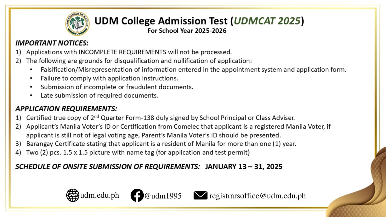 Registrar/Admission – Universidad de Manila