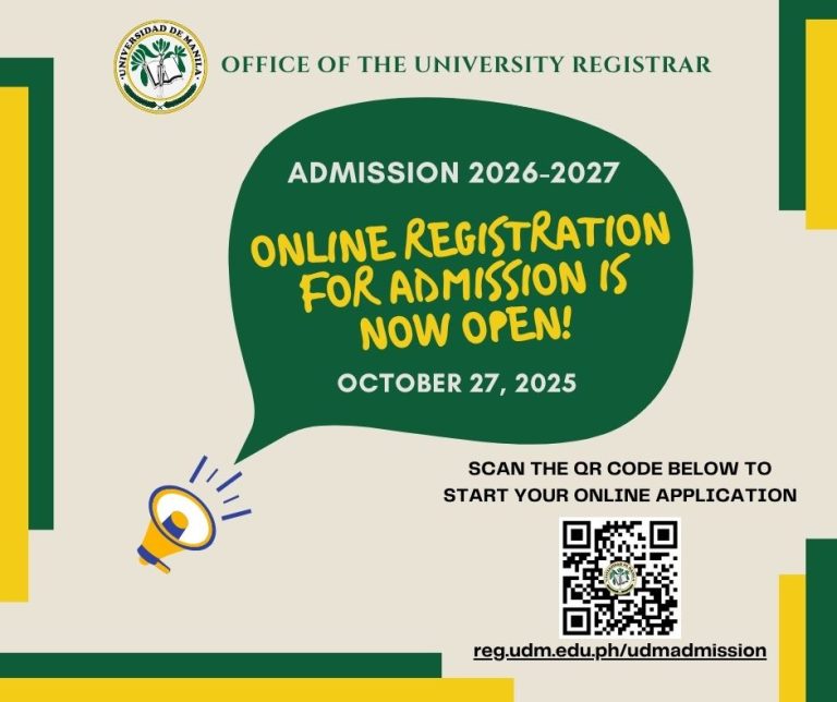 𝐔𝐃𝐌 𝐂𝐨𝐥𝐥𝐞𝐠𝐞 𝐀𝐝𝐦𝐢𝐬𝐬𝐢𝐨𝐧 𝐓𝐞𝐬𝐭 𝟐𝟎𝟐𝟔 𝐀𝐧𝐧𝐨𝐮𝐧𝐜𝐞𝐦𝐞𝐧𝐭 – Universidad de Manila